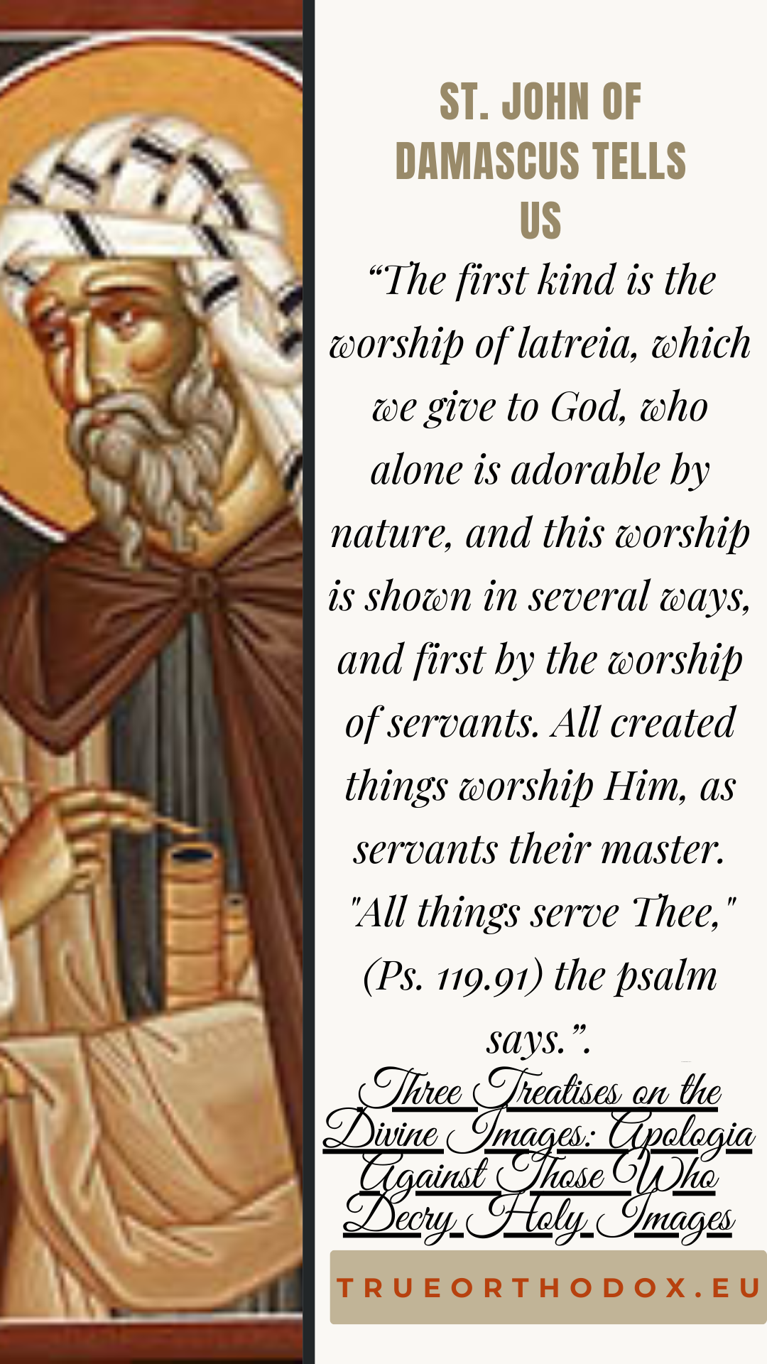 Today’s St. John of Damascus Proclaims – True Orthodox Diocese of ...